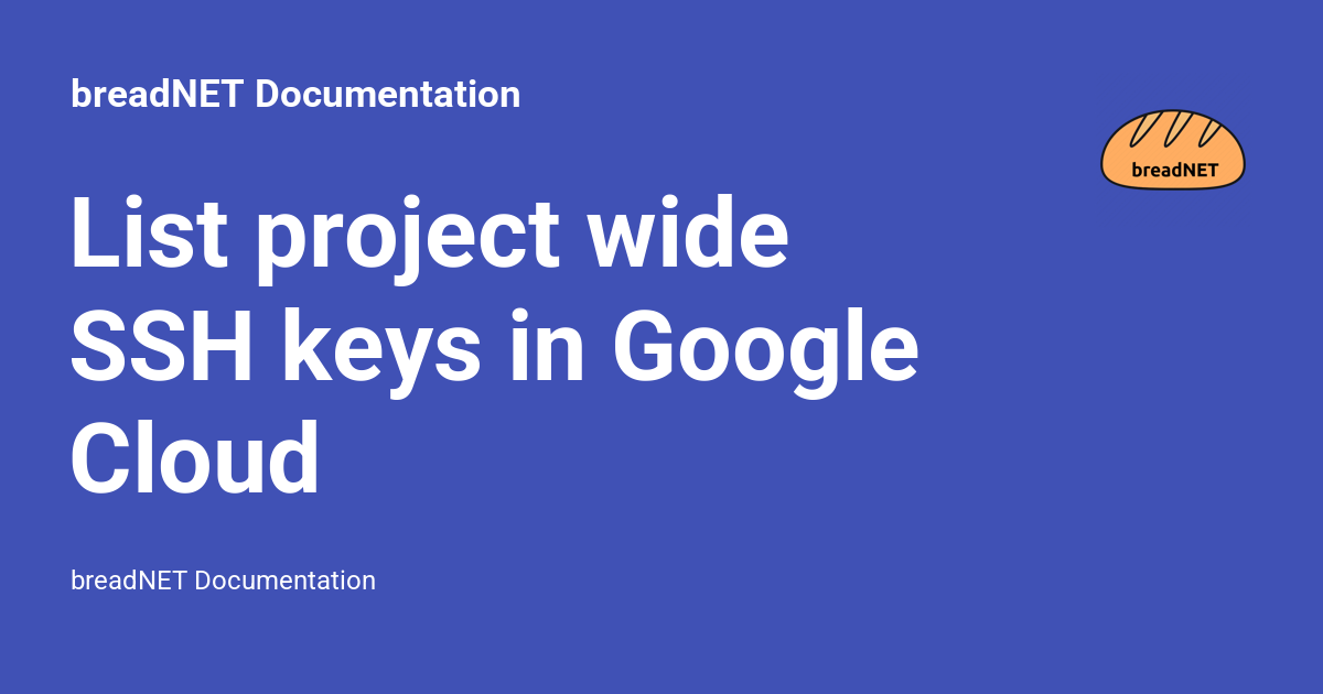 List project wide SSH keys in Google Cloud - breadNET Documentation